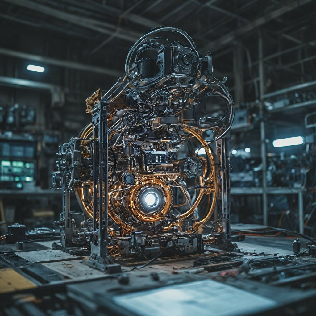 “Fusion Core Engine: Industrial Machinery Artwork | Sci-Fi Inspired”