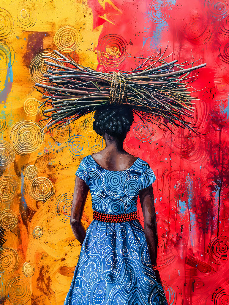 African Woman Carrying Firewood