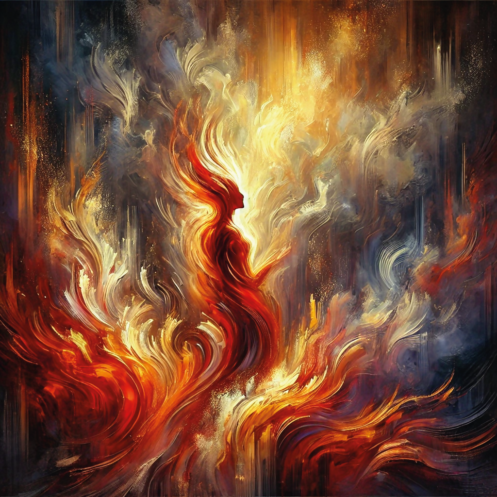 Ember of the Soul: Fiery Abstract Expression of Passion