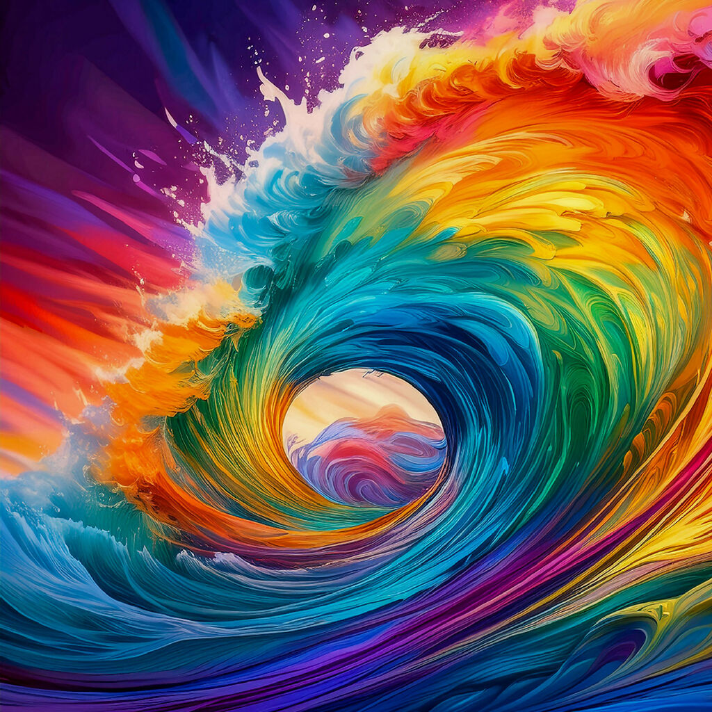 Tidal Color Surge - One-of-a-Kind AI Wave Art | 1/1 Abstract Artwork