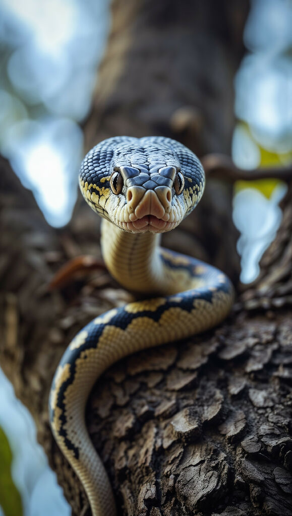 Python on a Tree – Exotic Wildlife AI Artwork