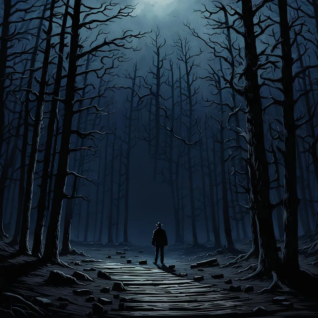 dark, fantasy, western, eerie, creepy, unsettling, trees, darkness