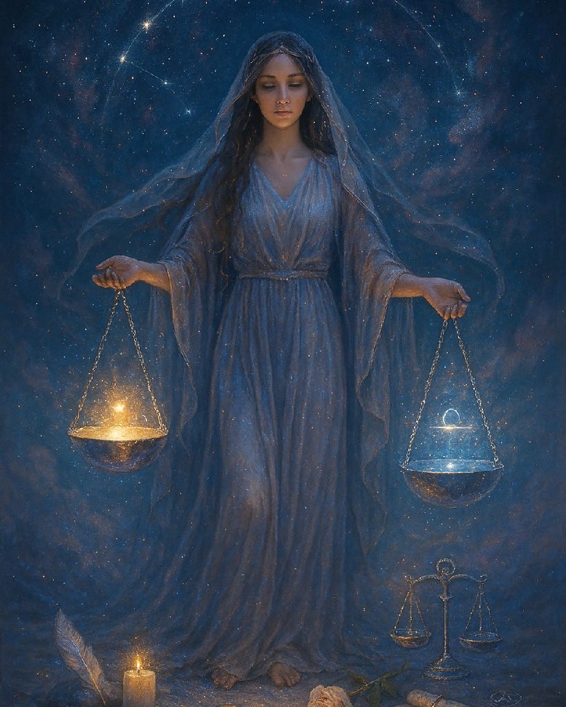 libra celestial goddess zodiac balance cosmic magic sacred divine f...