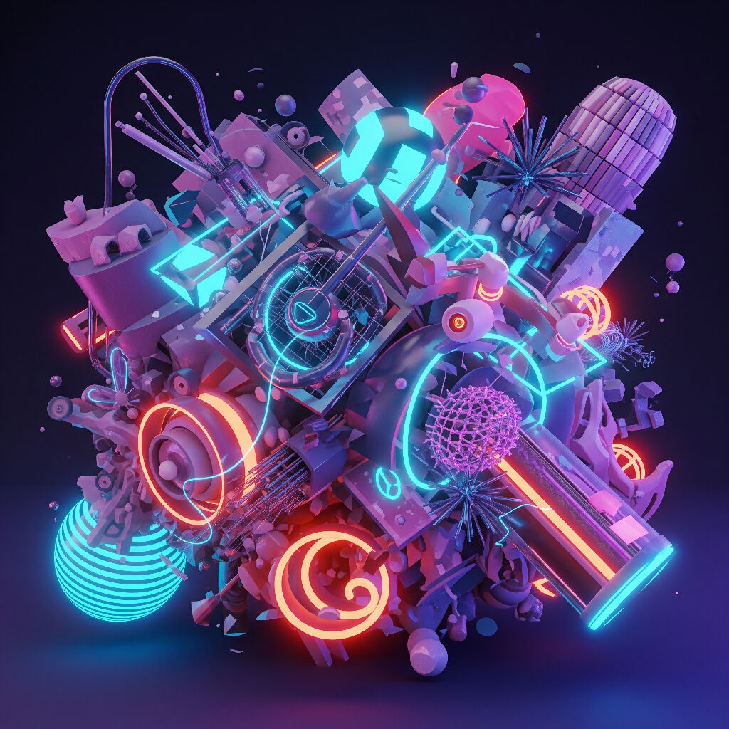 Futuristic Neon Tech Sphere – Abstract Digital Art with Glowing Geo...