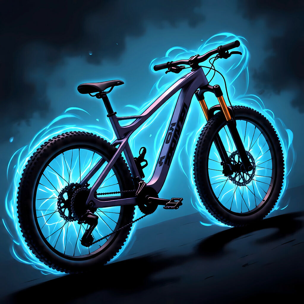Phantom Pulse Electric Mountain Bike AI Art Print | Surreal Bike De...