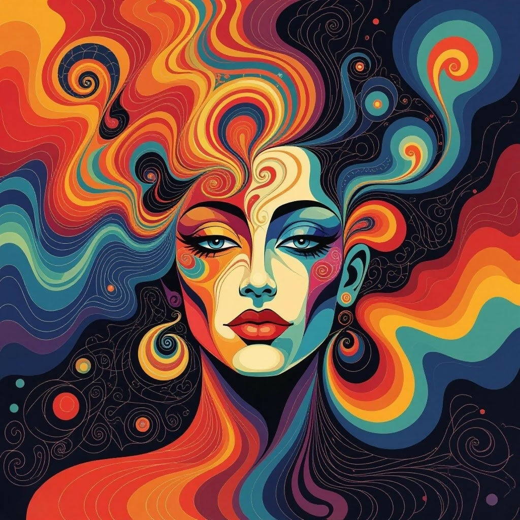 Cosmic Swirls Portrait - Vibrant AI Art