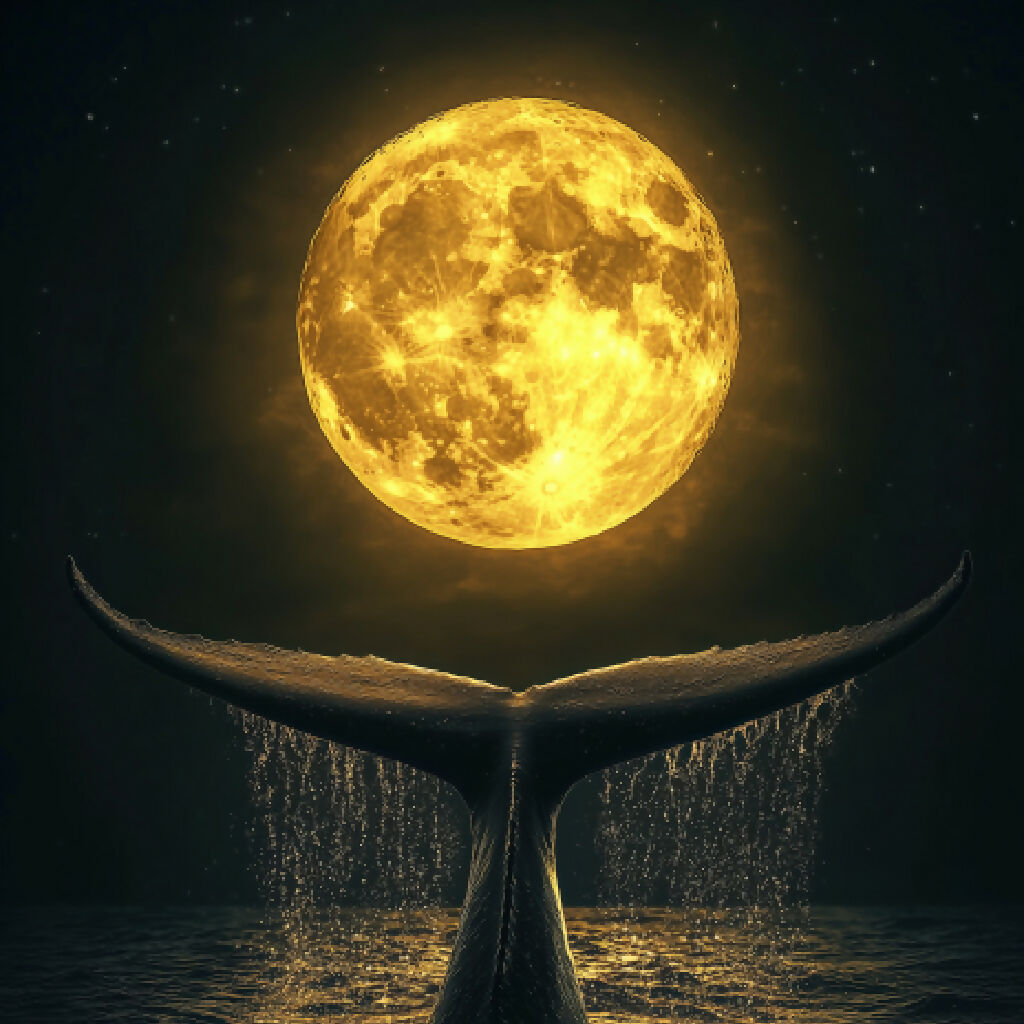Lunar Whale: Moonlit Majesty - AI-Generated Ocean Art