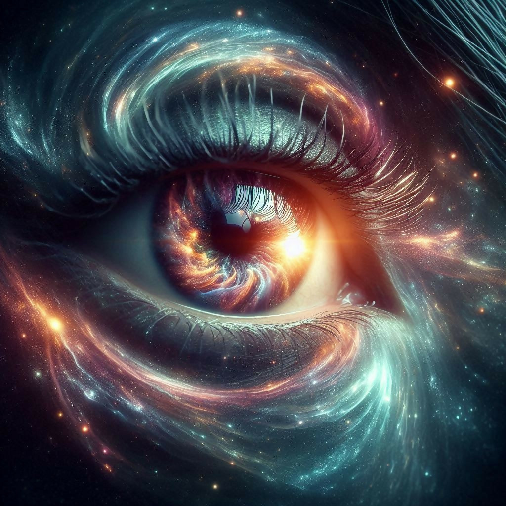 Cosmic Vision – AI-Generated Abstract Eye and Galaxy Artwork