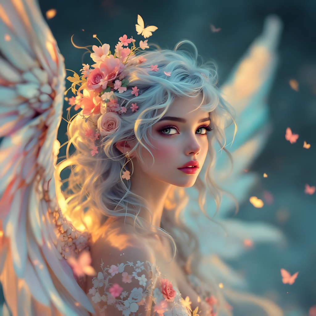 Blossom Seraph – Angel of Spring Grace | Celestial Floral Angel Art...
