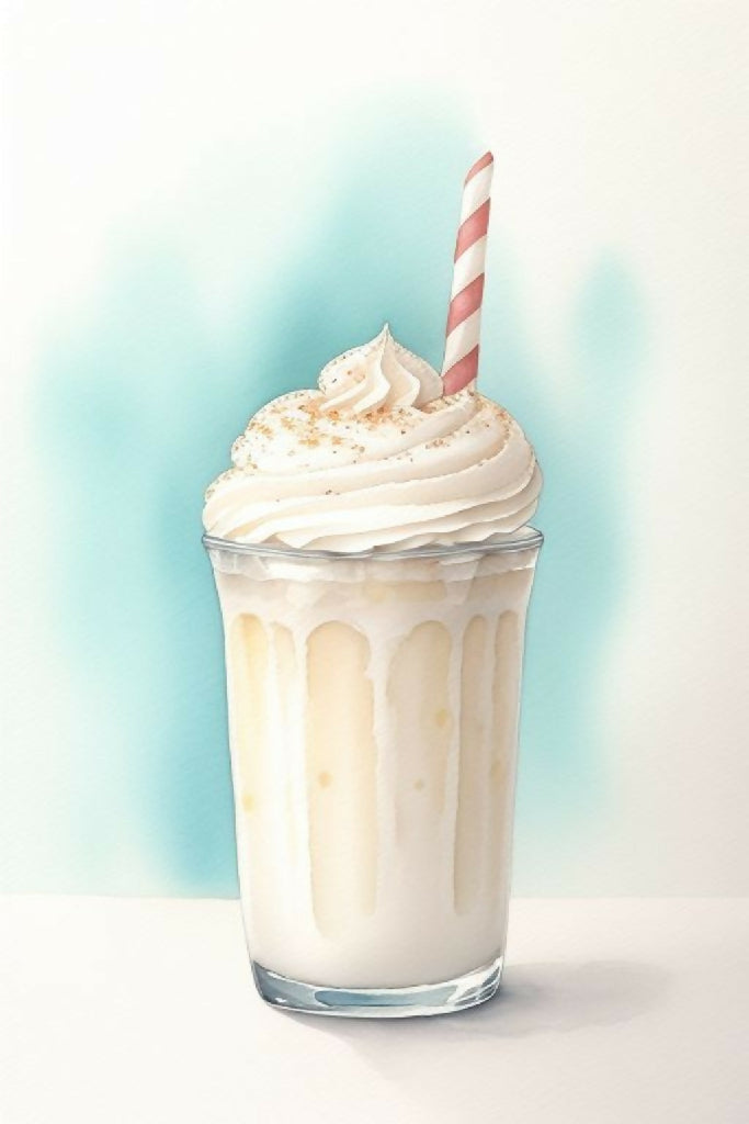 Watercolor Drawing of Vanilla Milkshake