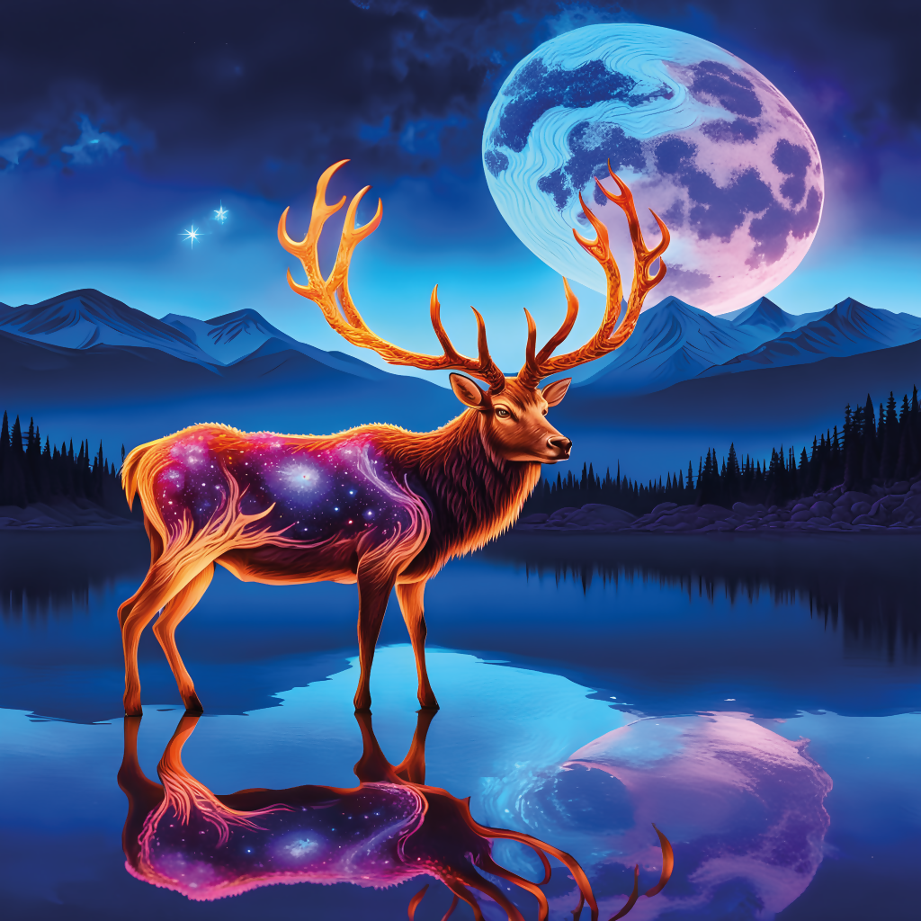 Celestial Grace: A Cosmic Fantasy of a Majestic Stag