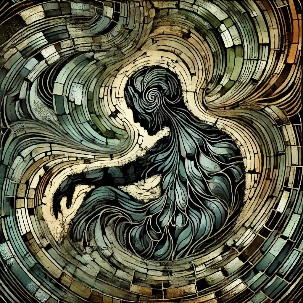 Confusion and Despair: Human Figure in a Spiral of Fragmentation