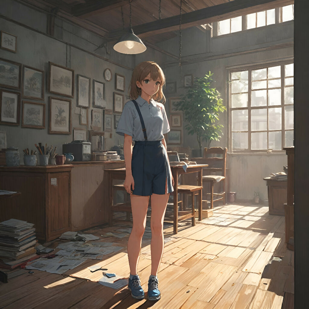 Sunlit Studio Reflection - Digital Illustration of a Nostalgic Arti...