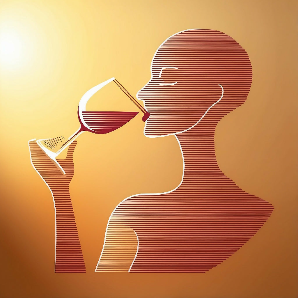 Elegant Line Art of a Wine Drinker