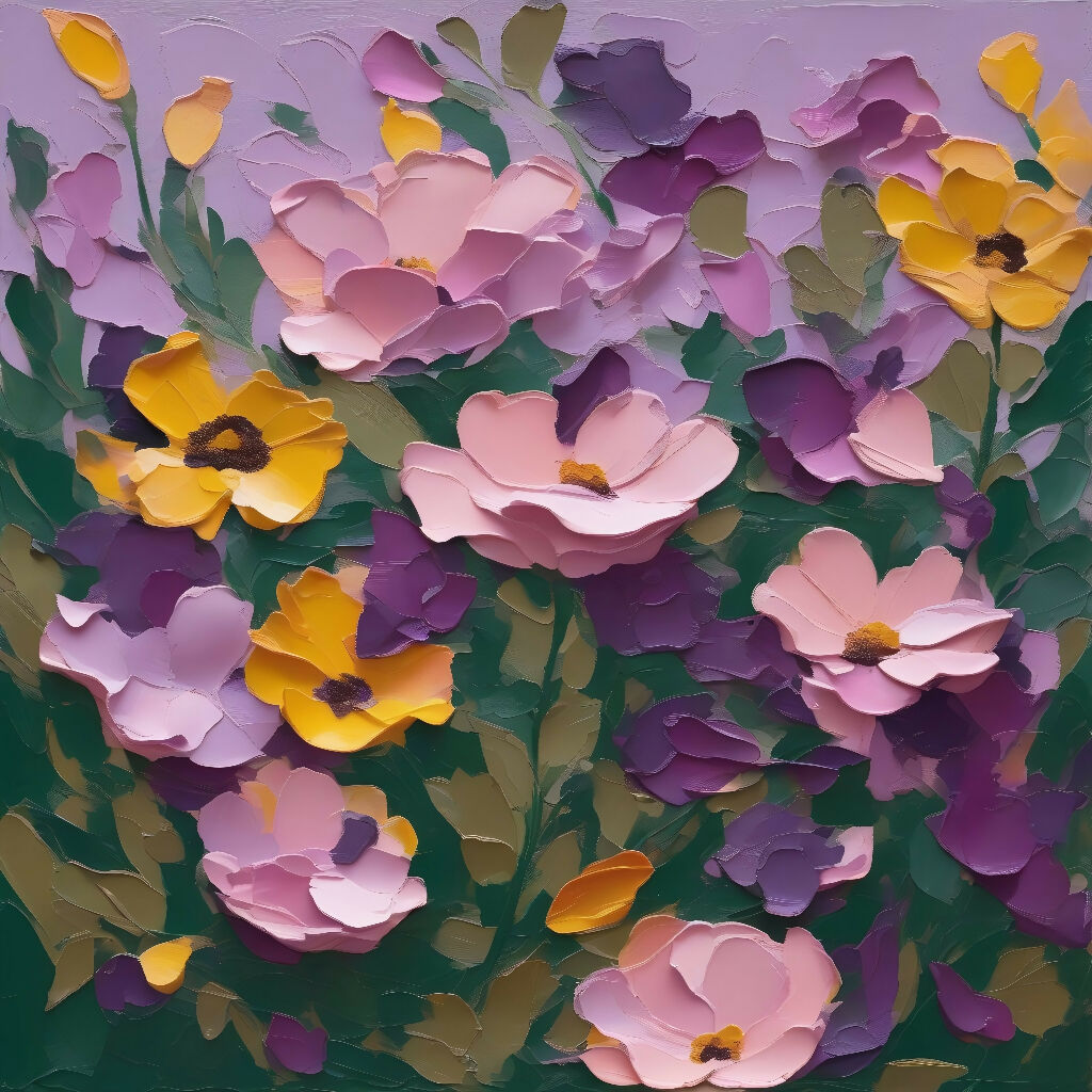 Floral Fusion: Garden Abstraction – Vibrant Floral Abstract Art