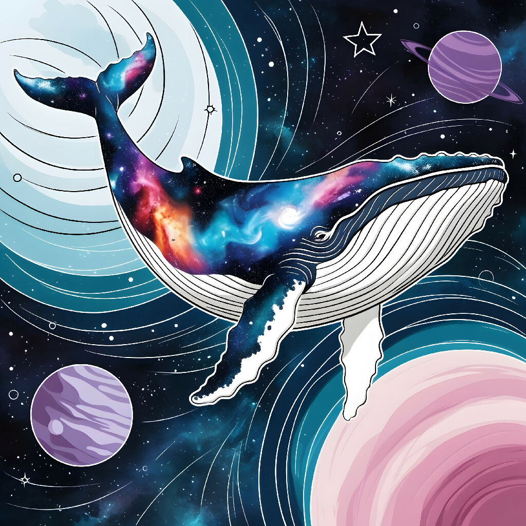Cosmic Whale: Abstract Art in a Galactic Ocean