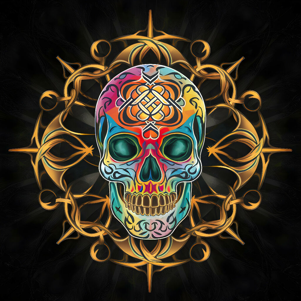 Colorful Sugar Skull Mandala Wall Art: A Unique and Vibrant Decorat...