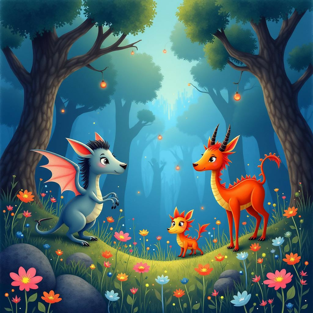 Fantasy Woodland Enchantment | Mythical Creatures and Glowing Plants