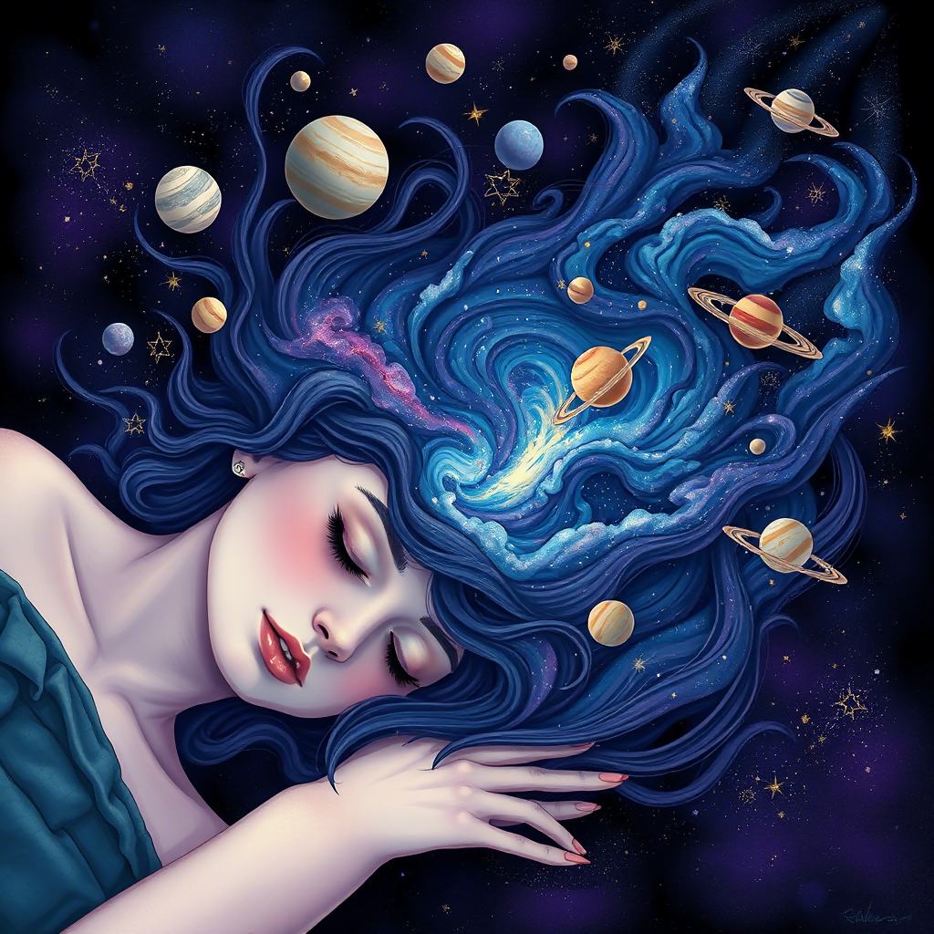 Cosmic Muse: A Dreamlike Fusion of Woman and Universe