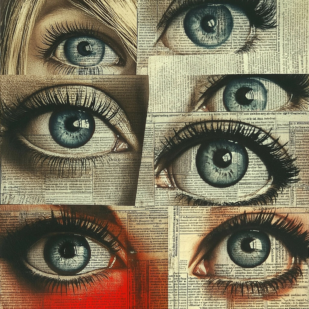 Abstract Eyes on Newsprint
