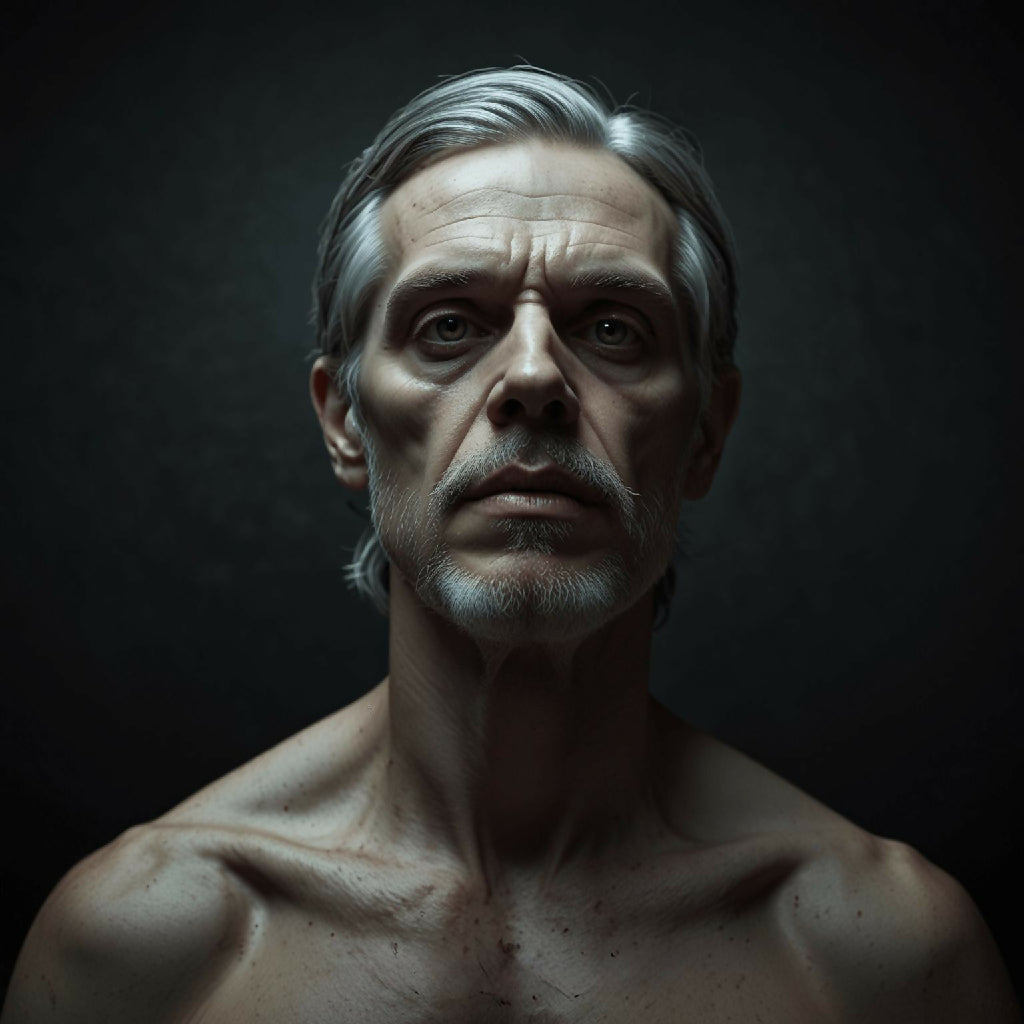 "Ageless Shadows | Striking Digital Art Print of Elderly Wisdo...