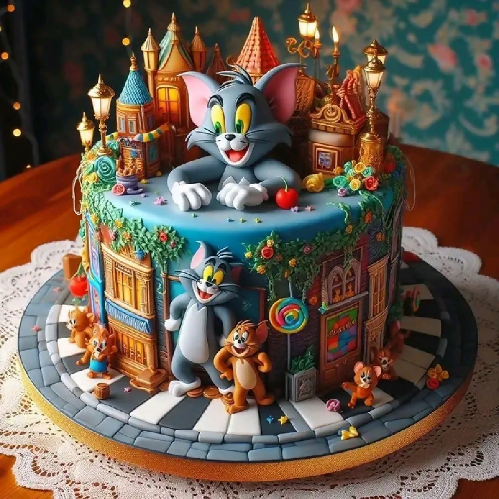 Cake, Tom, Jerry, animation, sweets, art, creativity, beauty, cat,