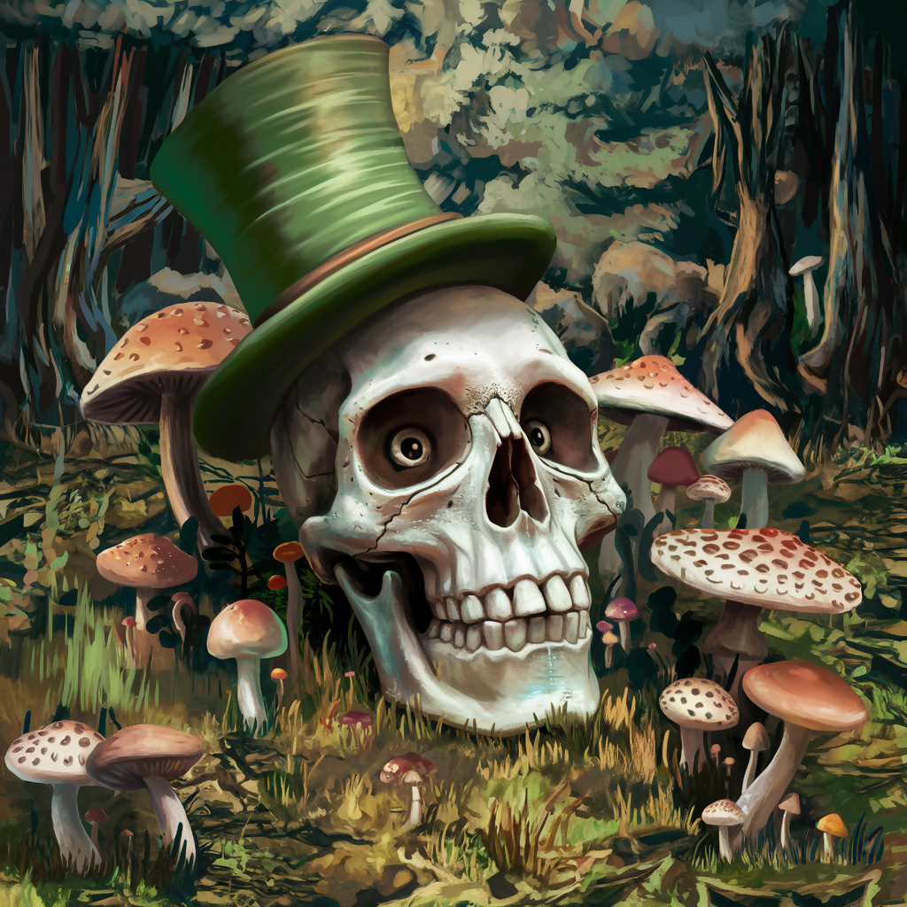 Overgrown Mushroom Skull art