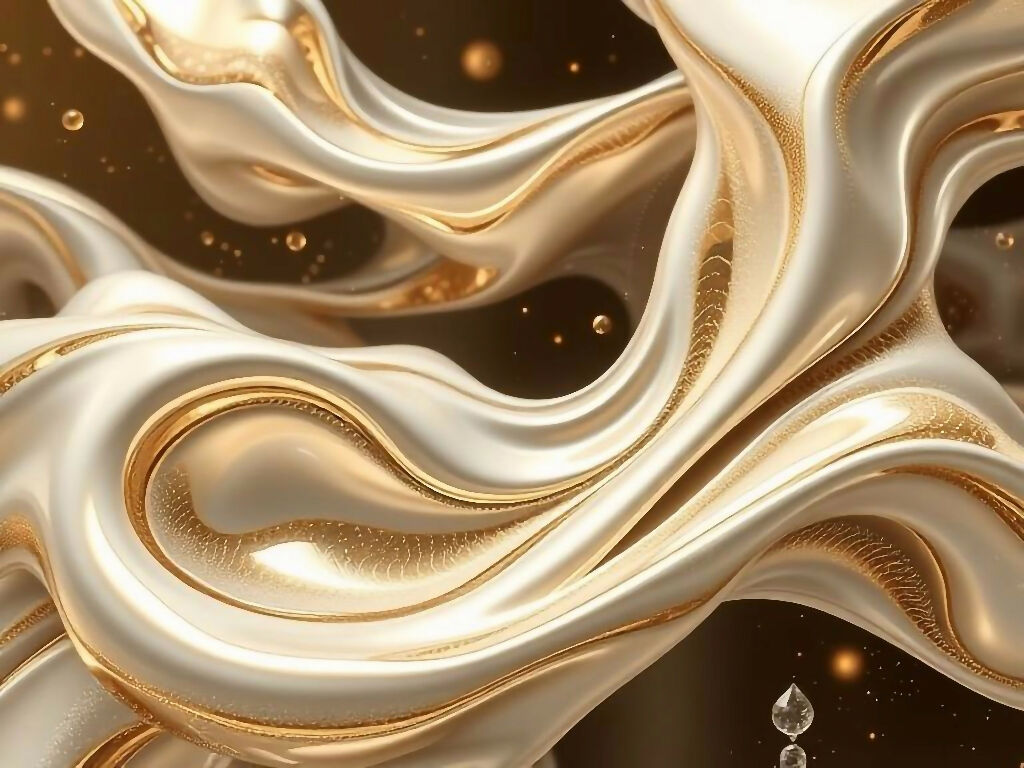An elegant design made up of soft, curved waves in white and gold No.