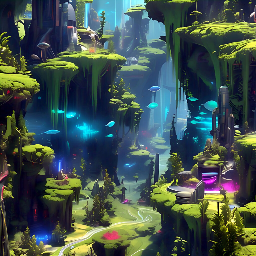 Neon Eden – Surreal Futuristic AI Art with Floating Islands & S...
