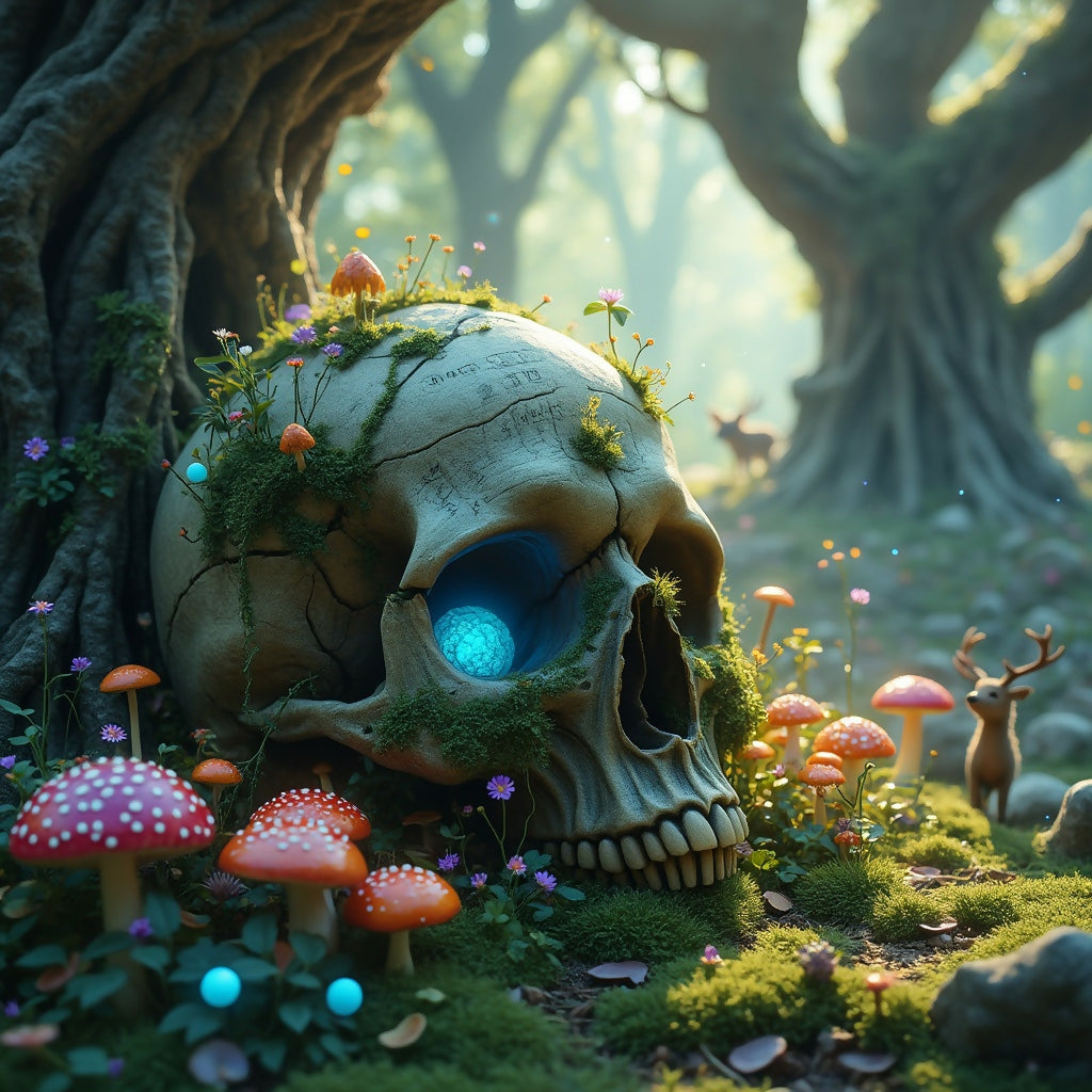 Overgrown Fantasy Skull art