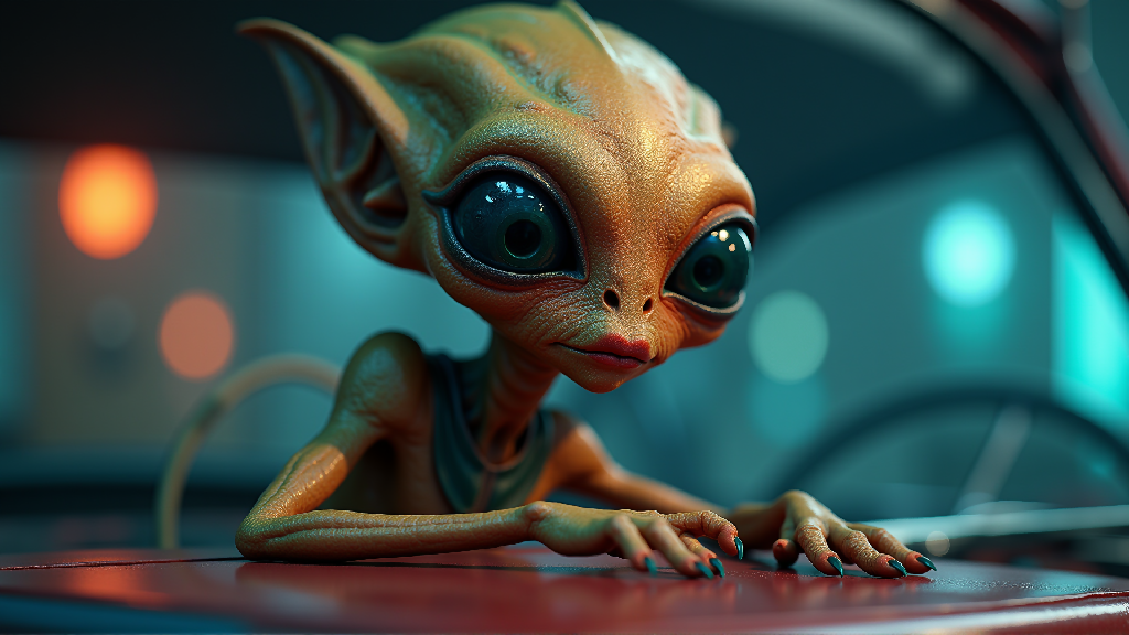 Female Alien Riding In A Car