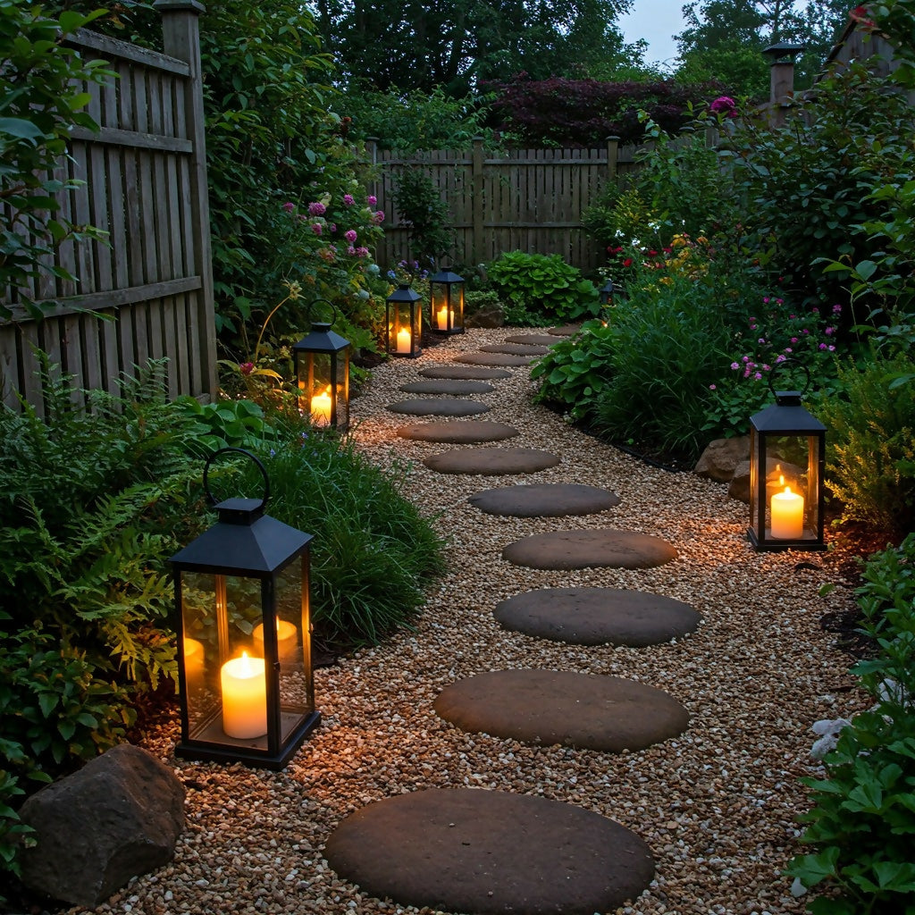 Twilight Pathway: Rounded Stones & Greenery