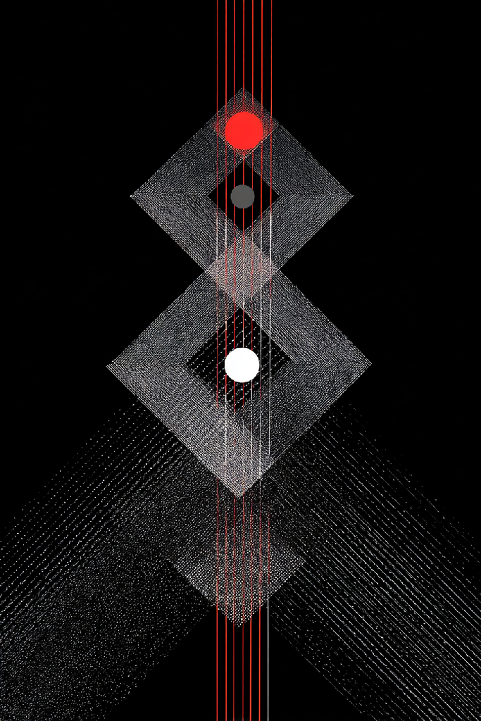 Abstract Structures – A Digital Geometry Series with Red and Pink A...