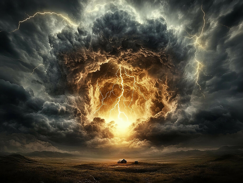 Fiery Storm Vortex – Dramatic AI Art Landscape