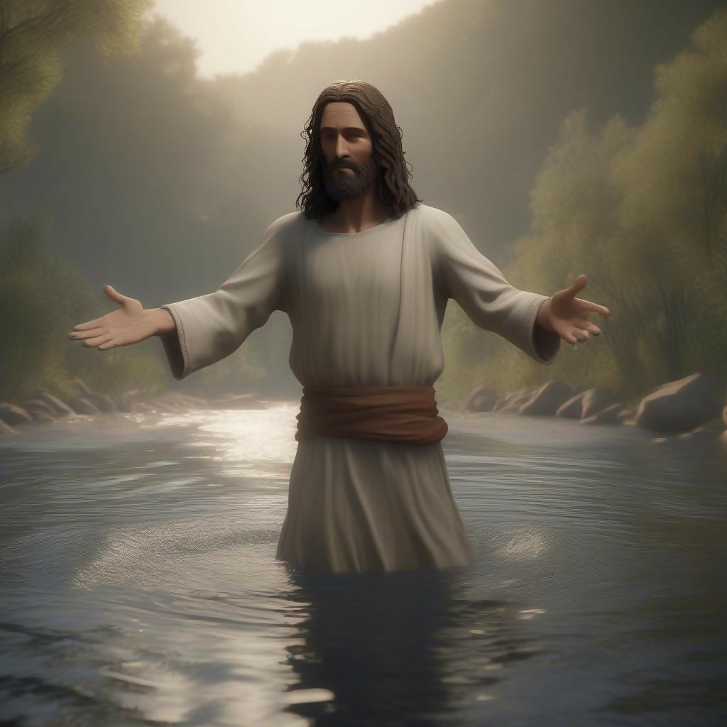 jesus baptized in the river jordan