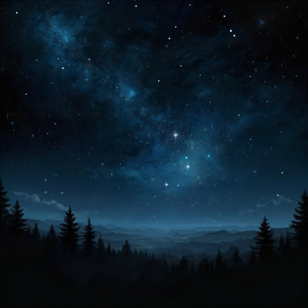 Imagine a dark blue night sky