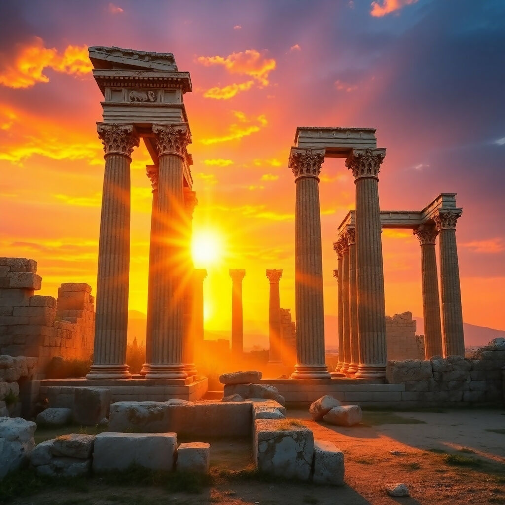 Ancient Columns at Sunset