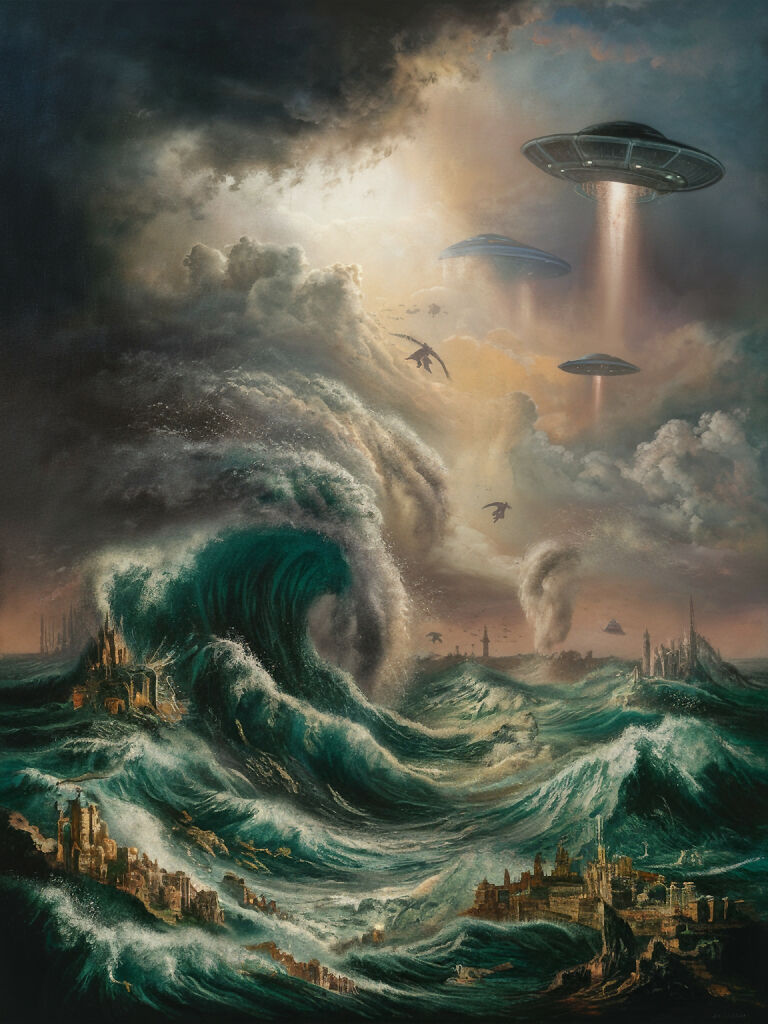 Ultrarealistic Biblical Flood with Alien Twist