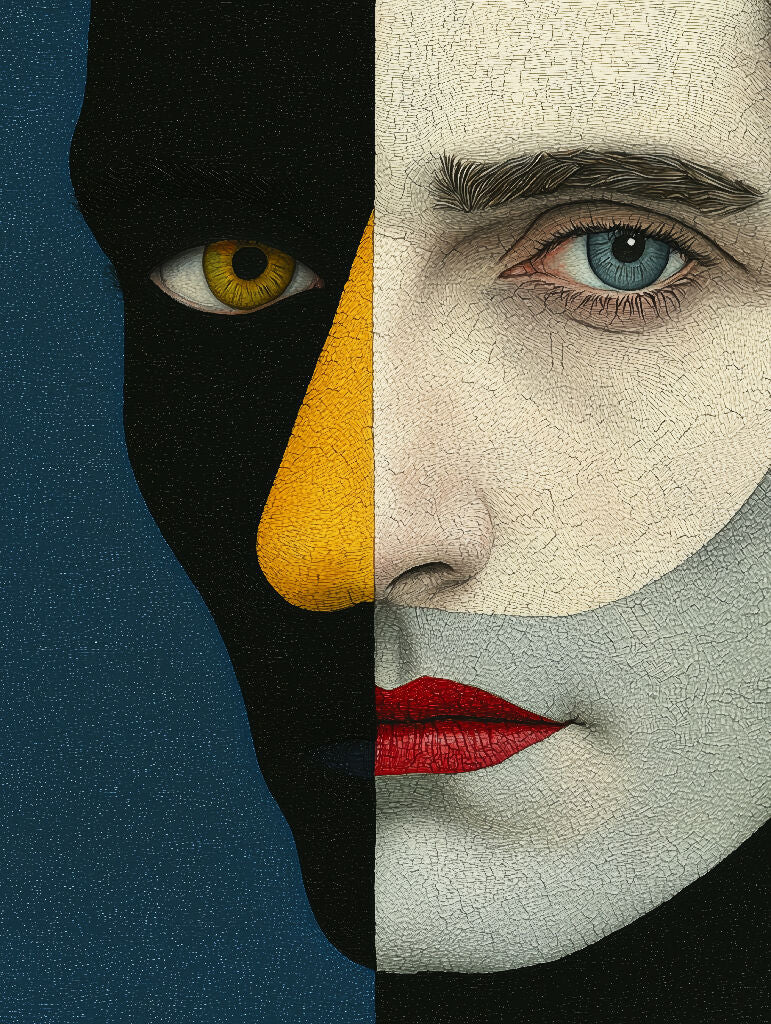 Fractured Duality – Surreal Abstract Portrait AI Art