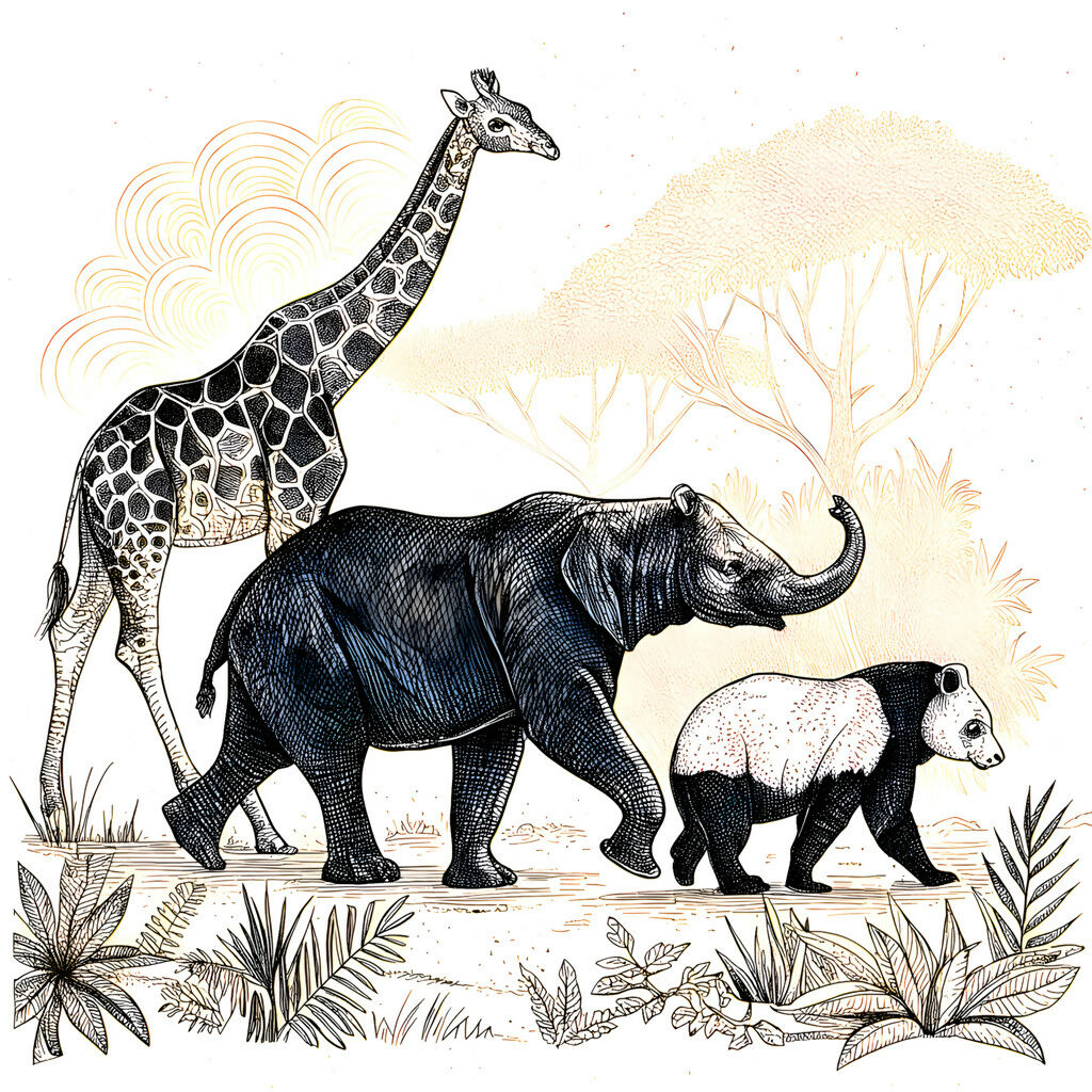 Wild Harmony Trio - Captivating AI Wildlife Art