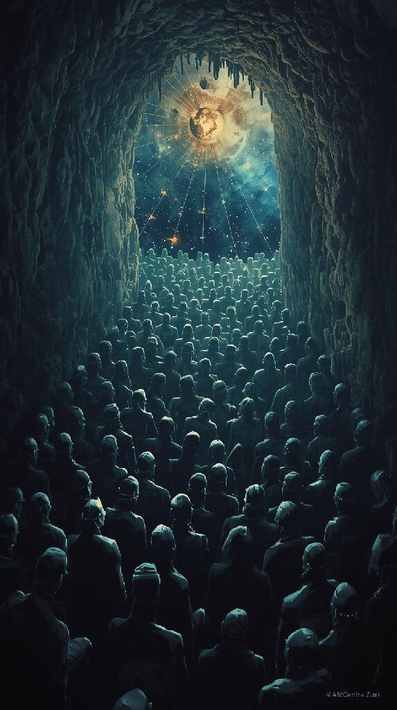 A surreal allegorical artwork inspired by Carl Gustav Jung: Inside a v