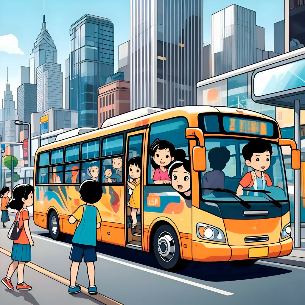 City Pulse Bus Ride – A Vibrant AI Art of Urban Exploration