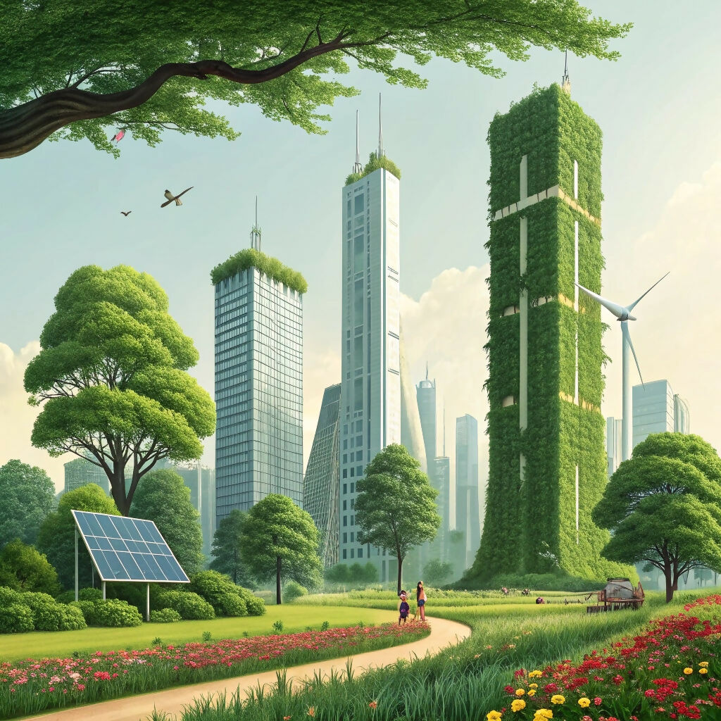 The Verdant Metropolis: A Vision of Sustainable Luxury. Eco-luxury,...