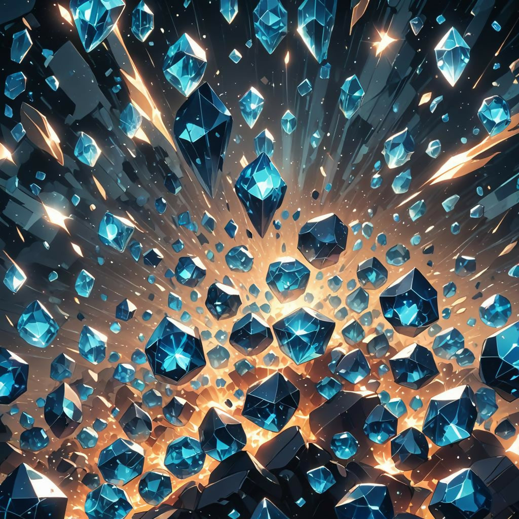 Blue Crystal Explosion in Space