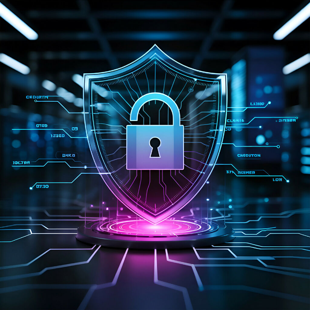 Cyber security Shield AI Art - Futuristic Digital Protection