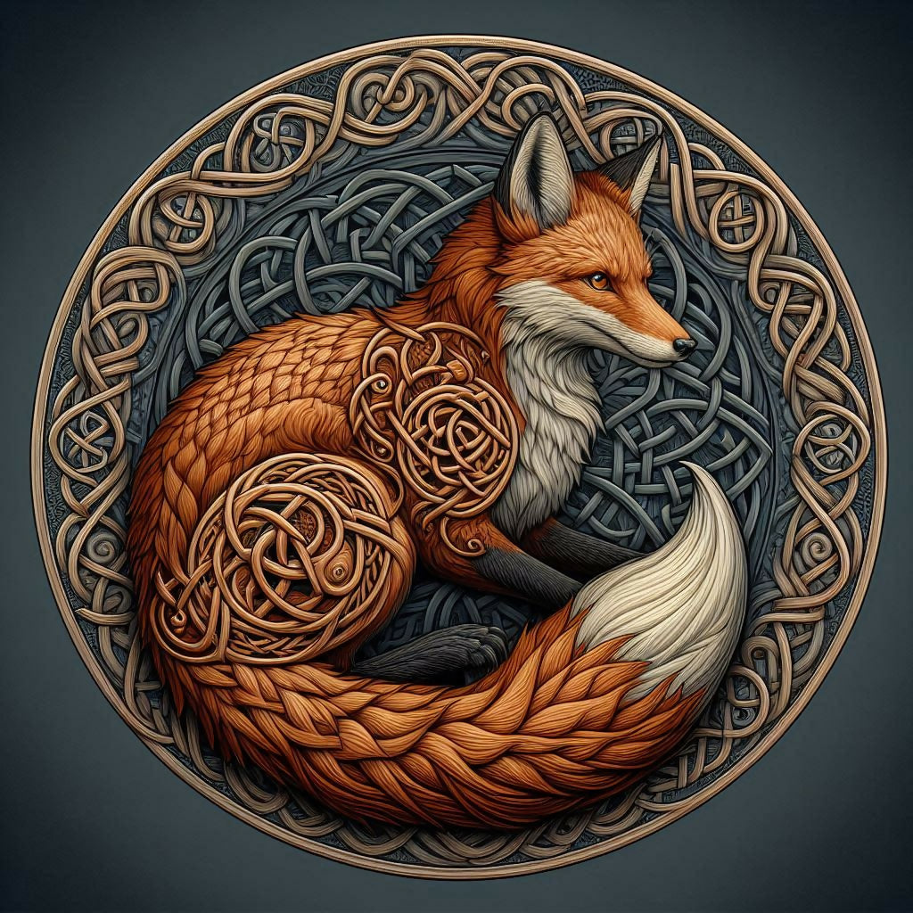 Celtic Fox Decorative Art – Intricate Mythological Illustration