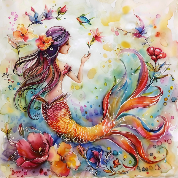 Beautiful whimsical mermaid AI Art