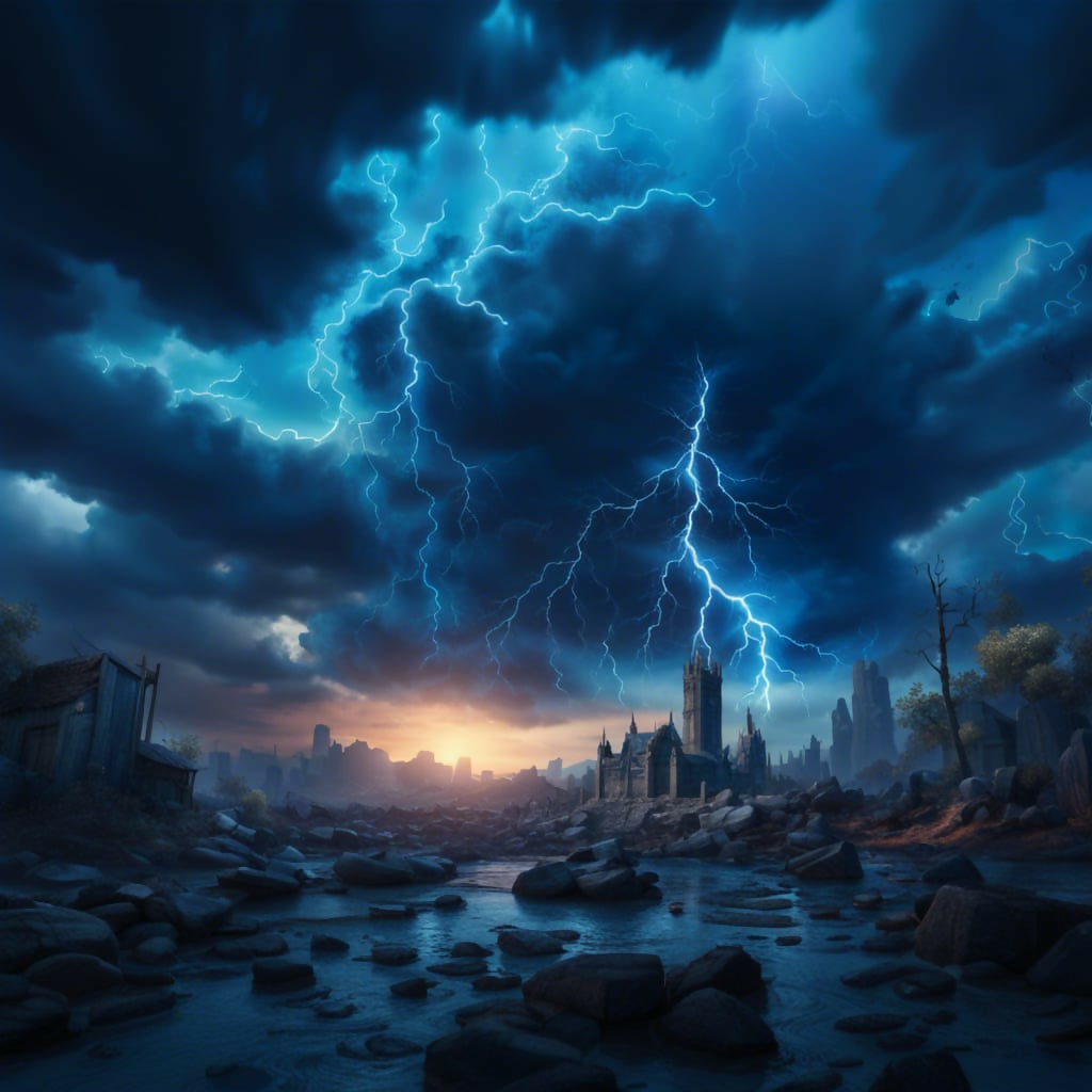 Storms, blue, electric, electrical storm, lightening