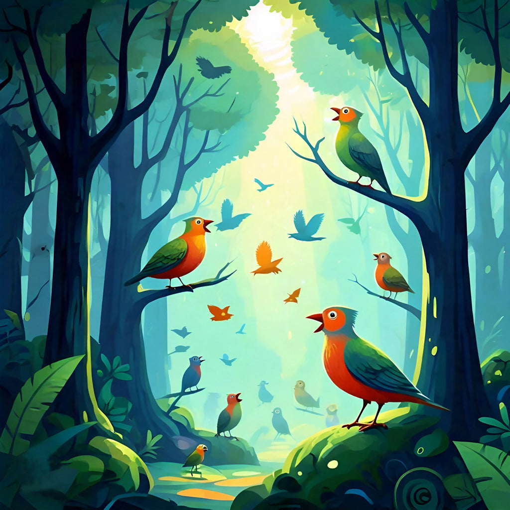 Radiant Aviary Bliss - AI-Crafted Birdlife Artwork
