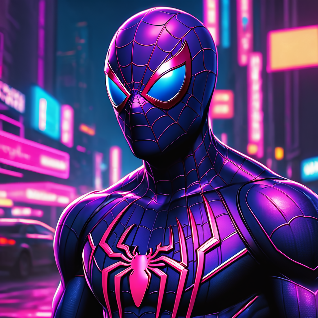 Neon Spider Hero - Dynamic Digital Art Print | MoonStardust on Genc...